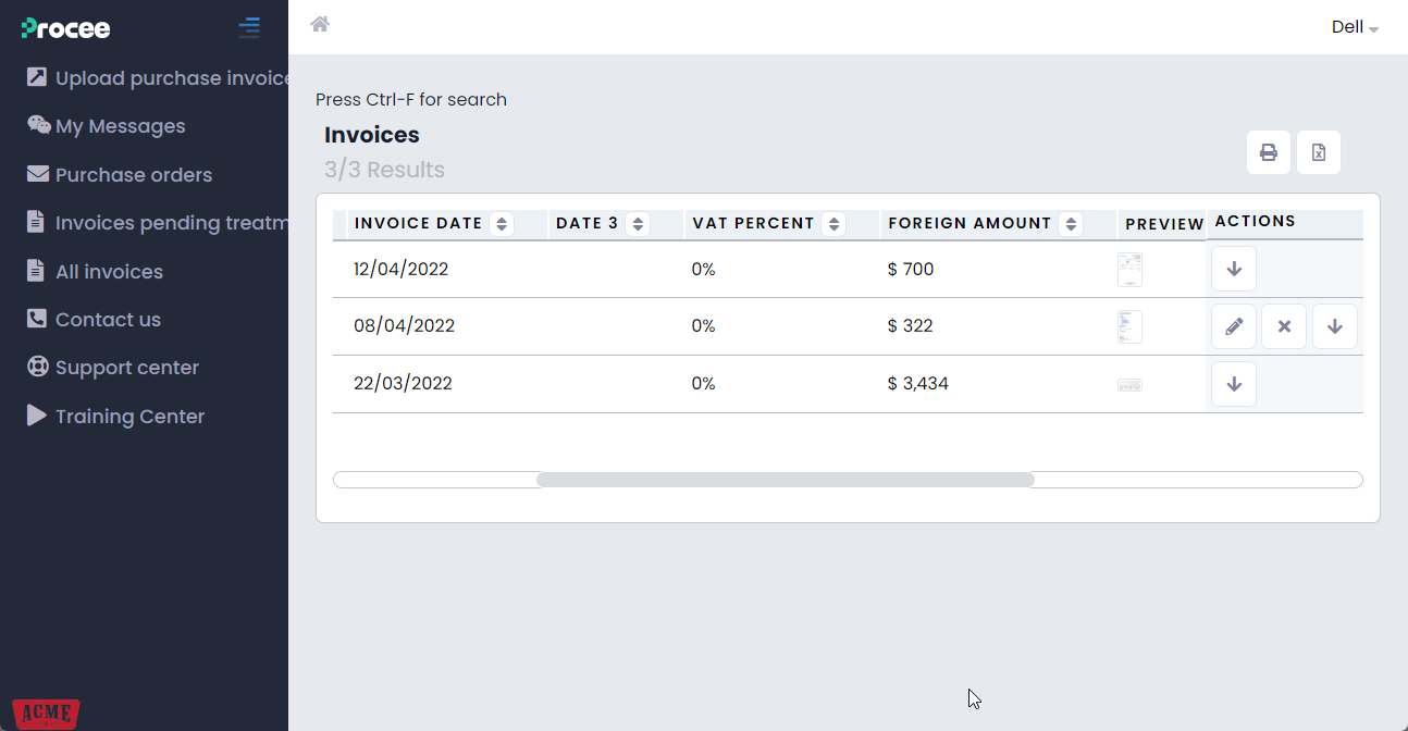 Procee’s Supplier Portal – Procee